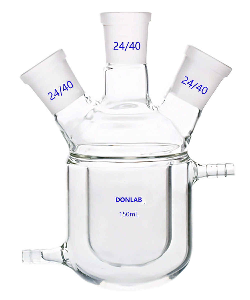 DONLAB CFK Glass 3-Neck Double Layer Round Bottom Reaction Flask Jacke