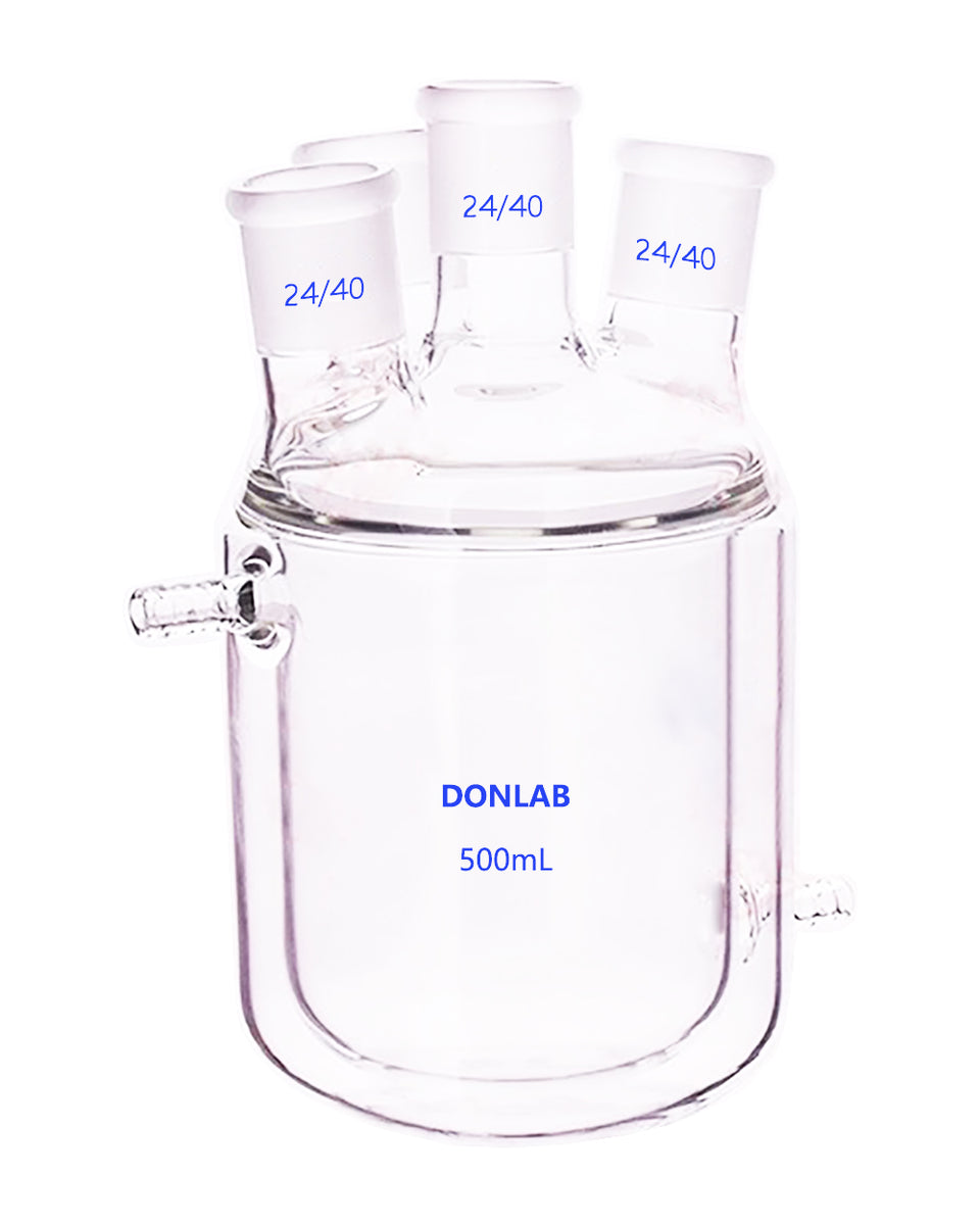 DONLAB CFP Glass 4-Neck Double Layer Round Bottom Reaction Flask Jacke