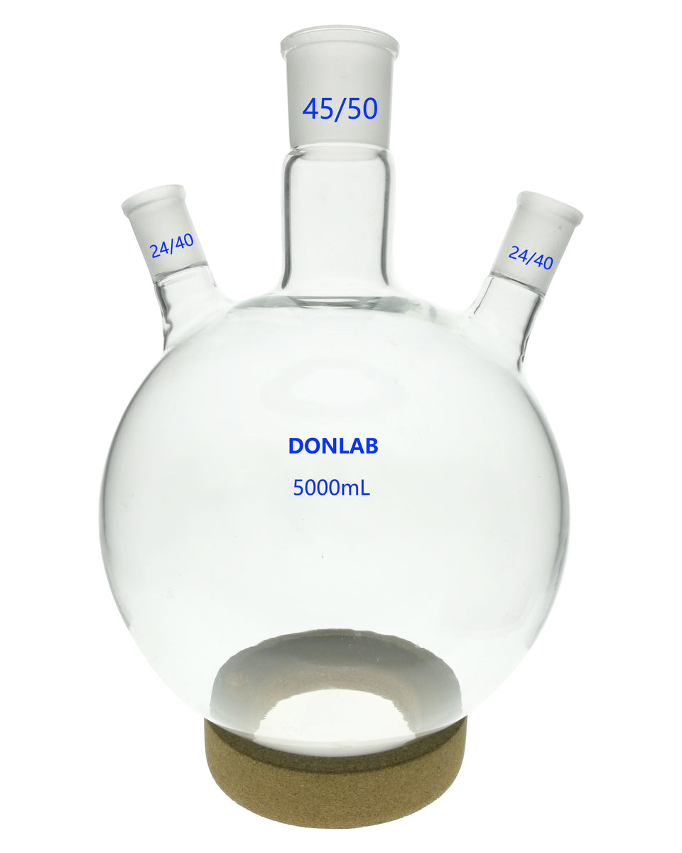 DONLAB Glass 3 Neck Round Bottom Boiling Flask 24/40 Joint